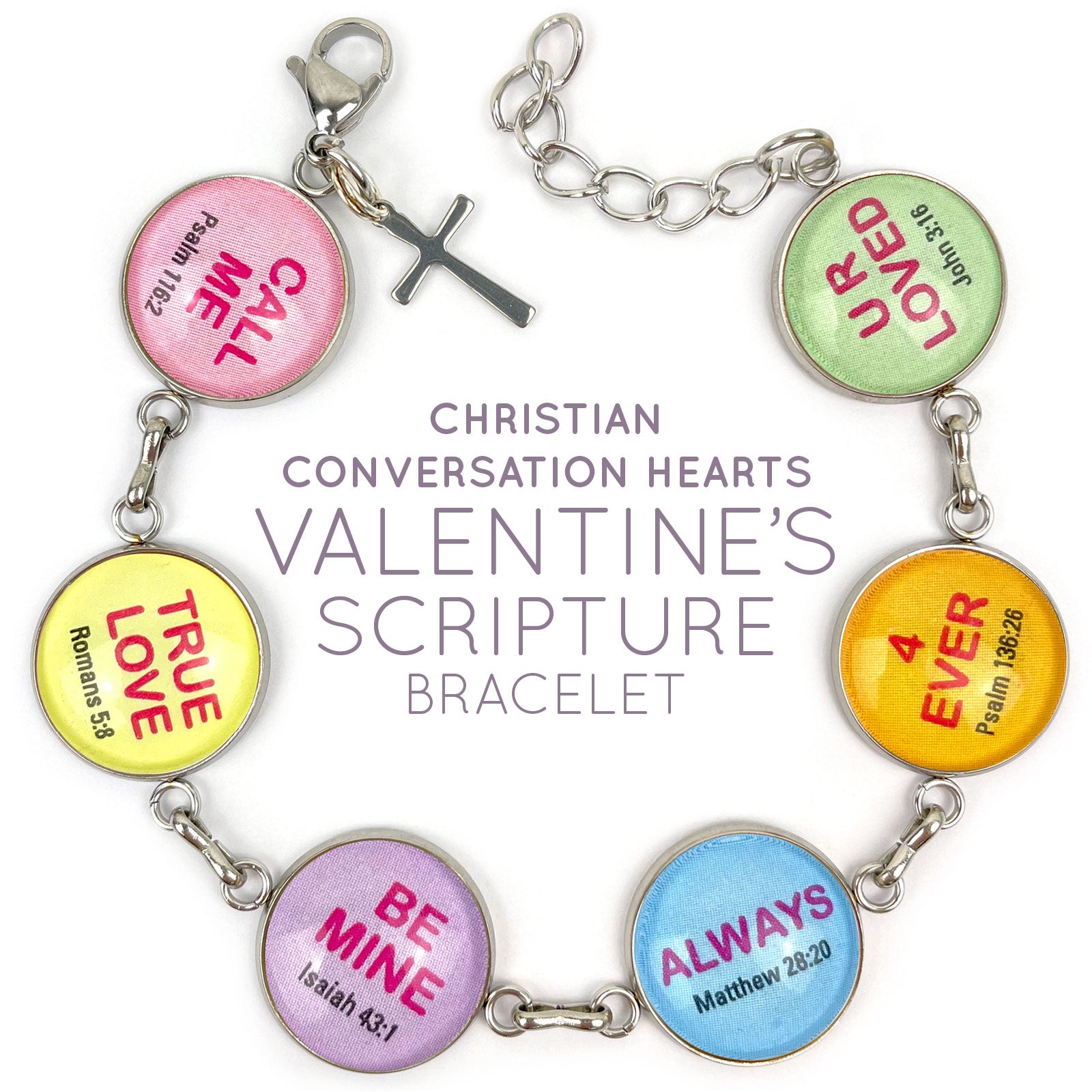 Christian Conversation Hearts Valentine's Scripture Bracelet
