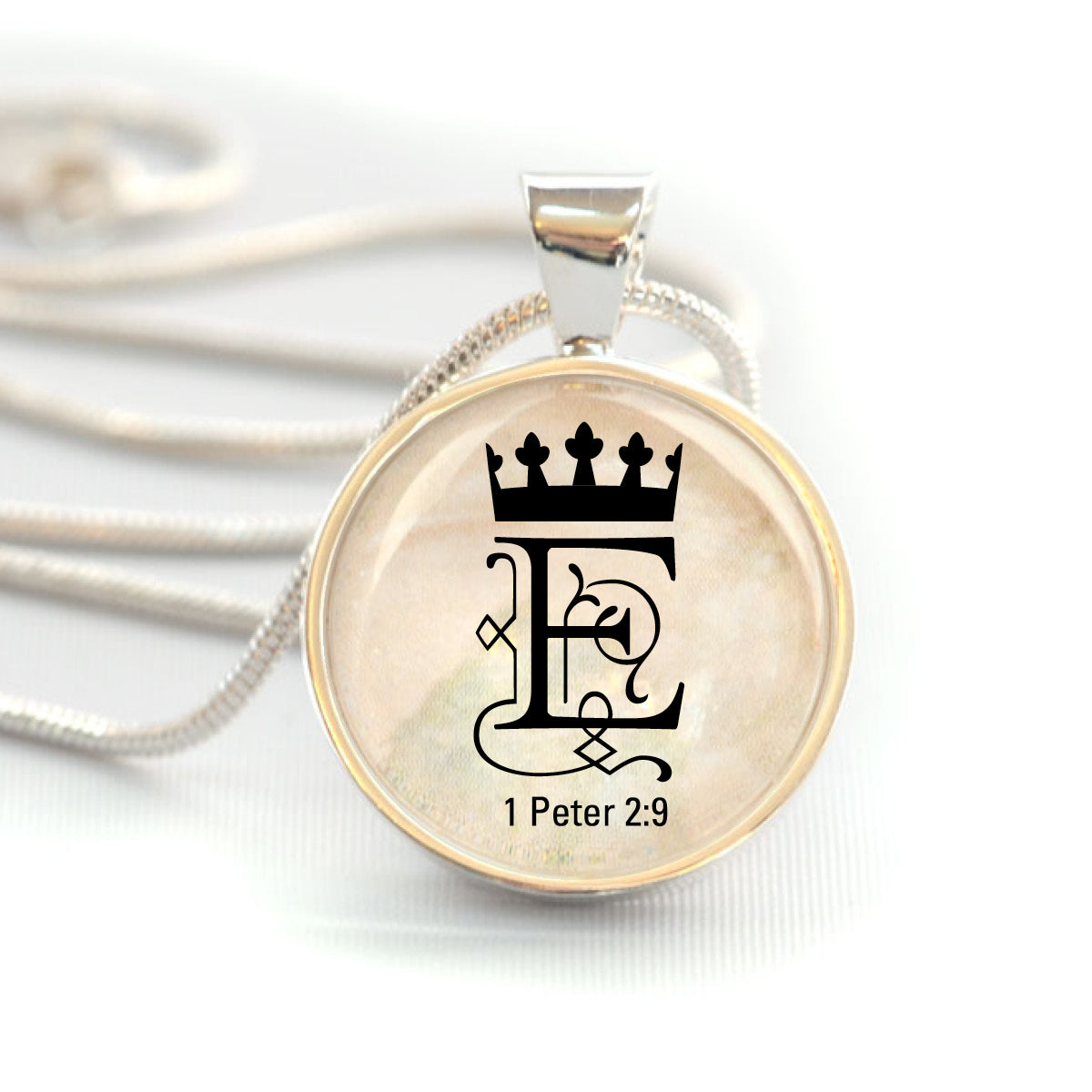 Personalized "You Are Royalty" 1 Peter 2:9 Silver Scripture Necklace