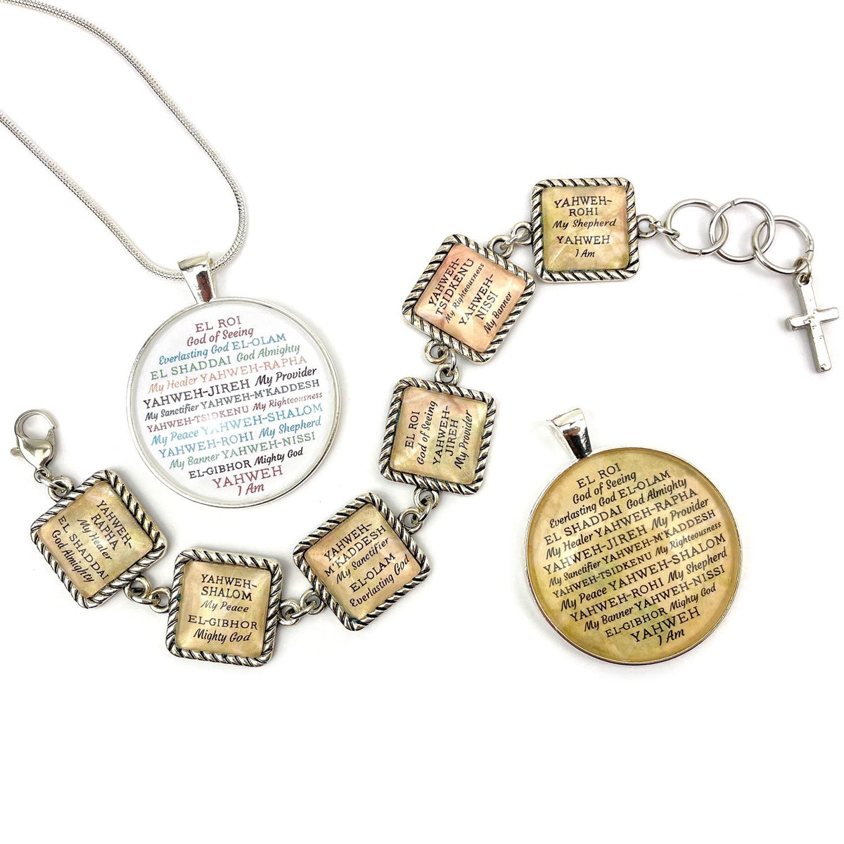 Names of GOD Color Pendant Necklace - Yahweh Hebrew Religious Jewelry