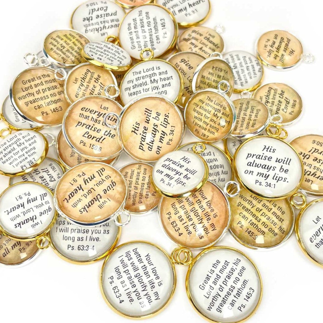 Praise the Lord! Psalms Scripture Bulk Charms for Jewelry Making
