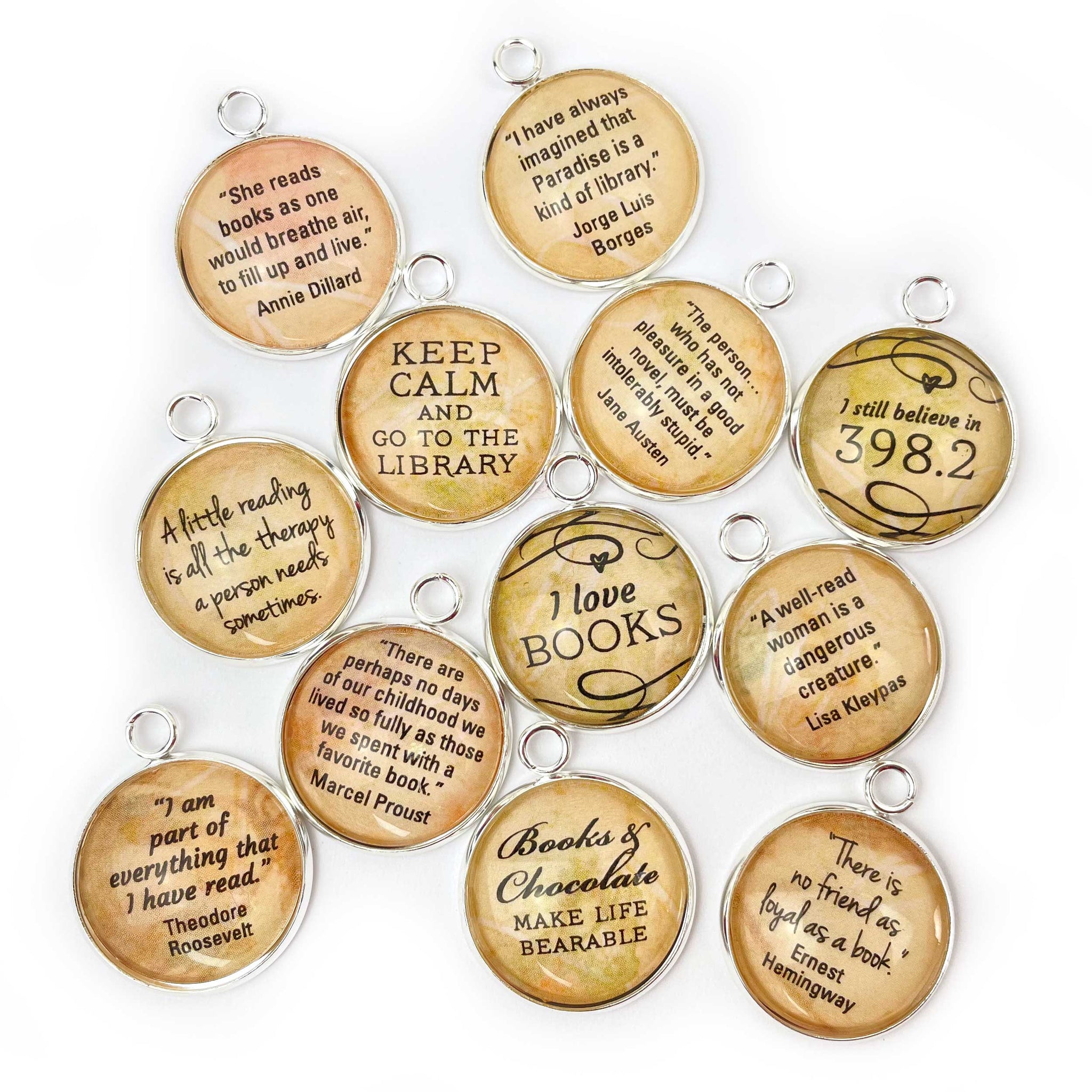 I Love Books & Reading, Bulk Designer Charm Set for Jewelry Making