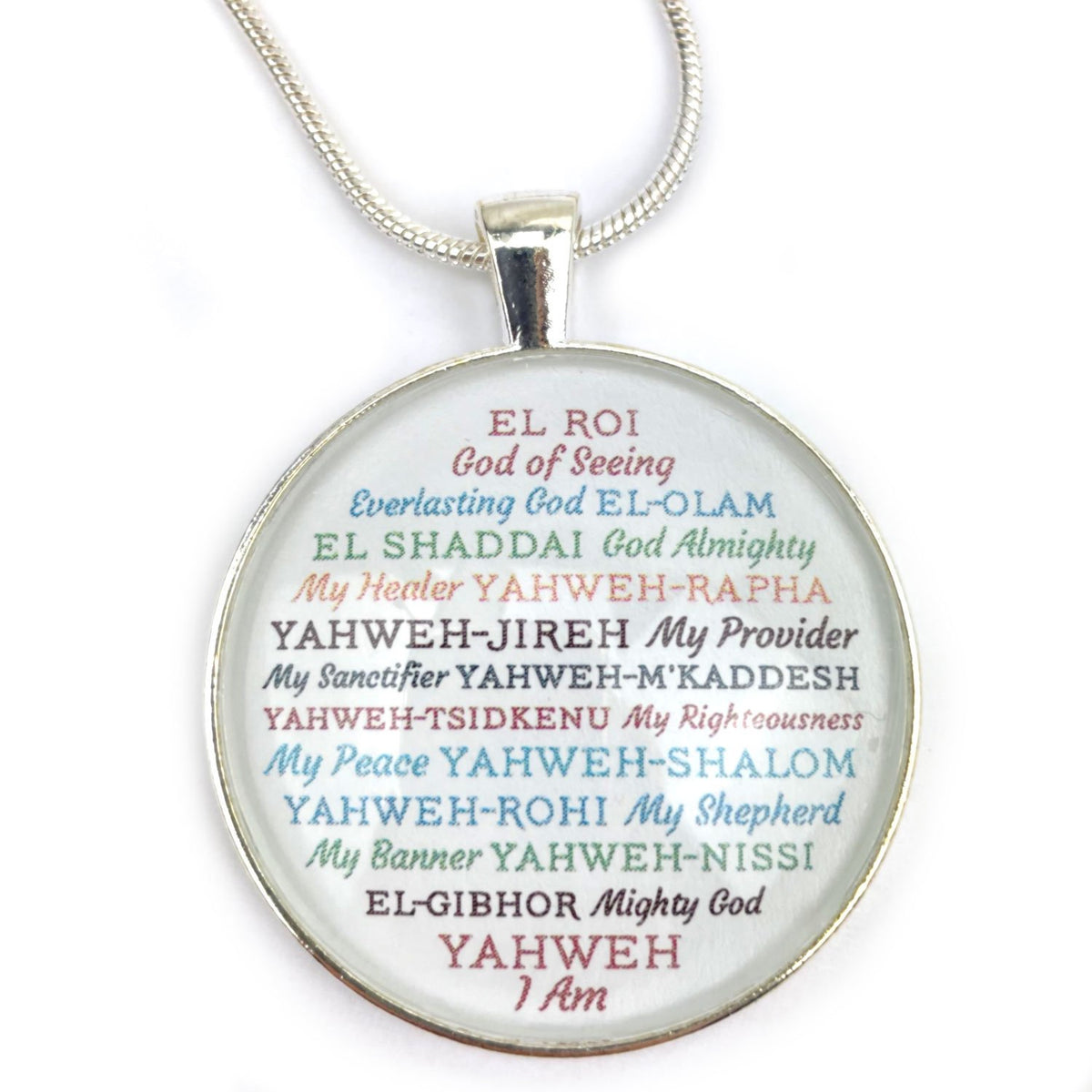 Names of GOD Color Pendant Necklace - Yahweh Hebrew Religious Jewelry